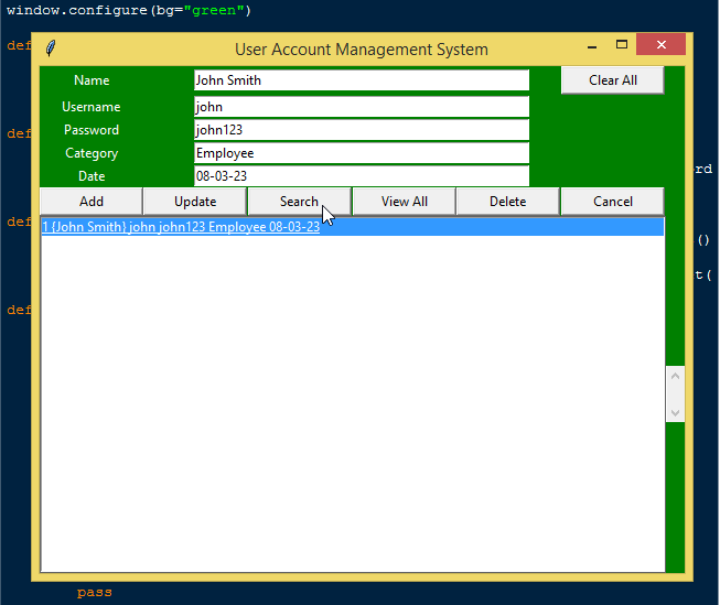 User Account Management System Using Tkinter In Python Free Source Code Sourcecodester